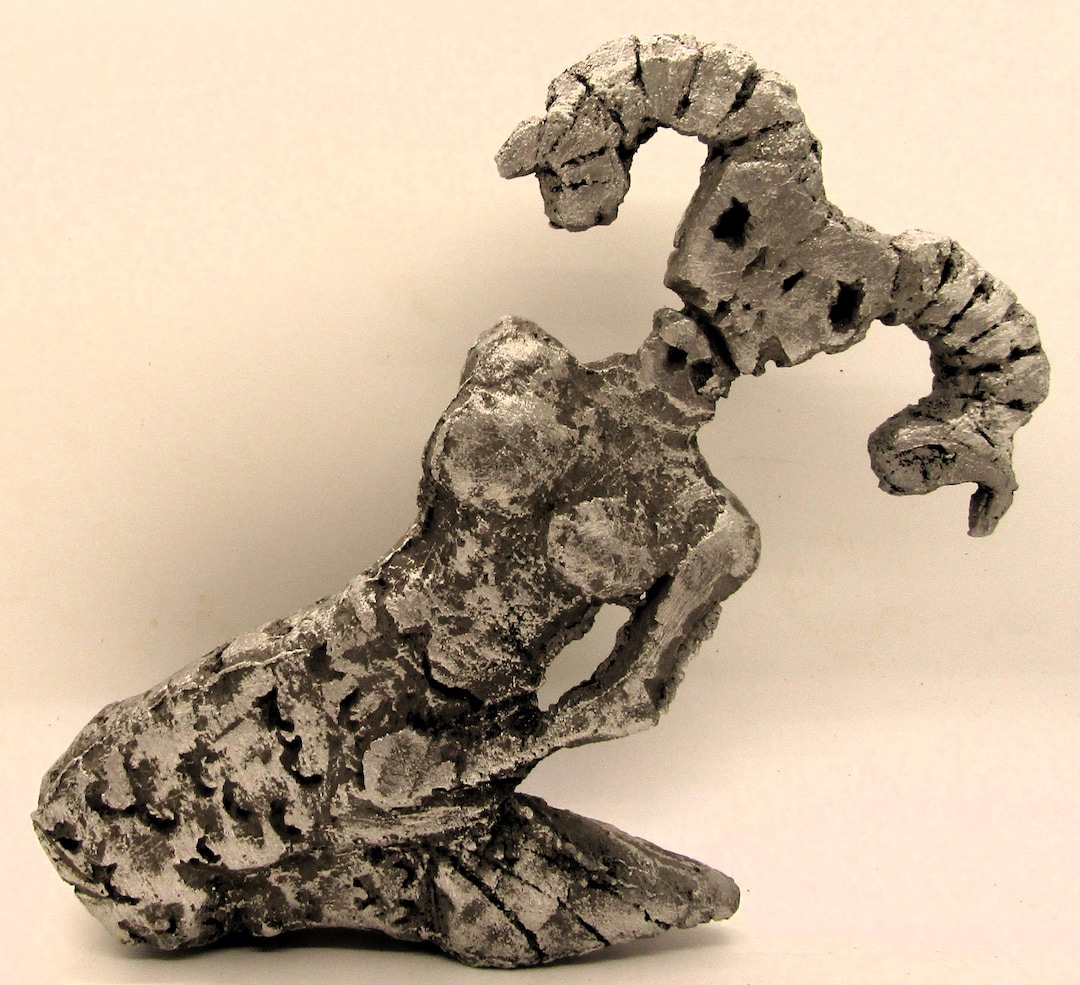 Vintage Brutalist Molded Metal Sculpture of Sea Demon Attributed to Pal ...
