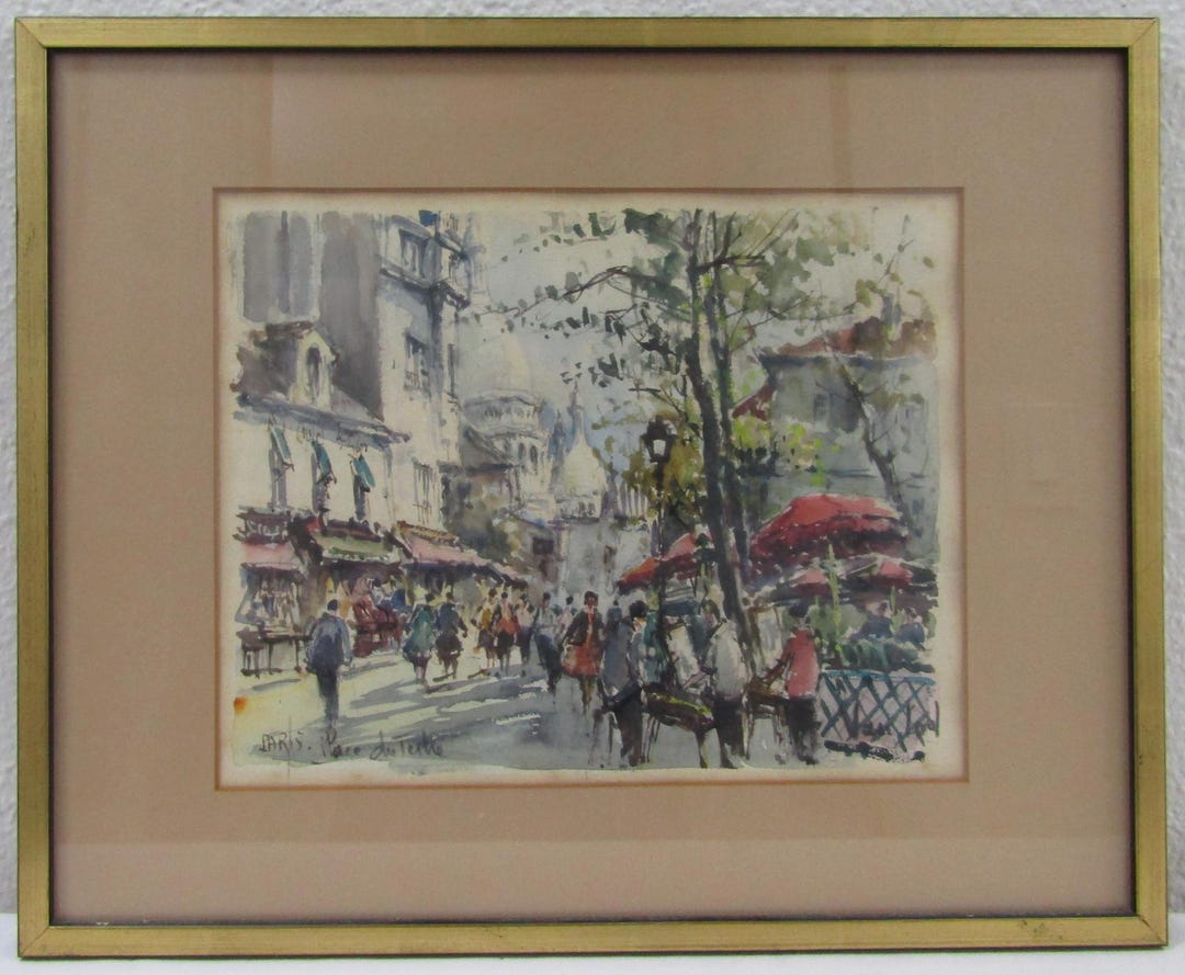 Van Lod Watercolor Painting Paris Art Wall Late 20th Century - Etsy