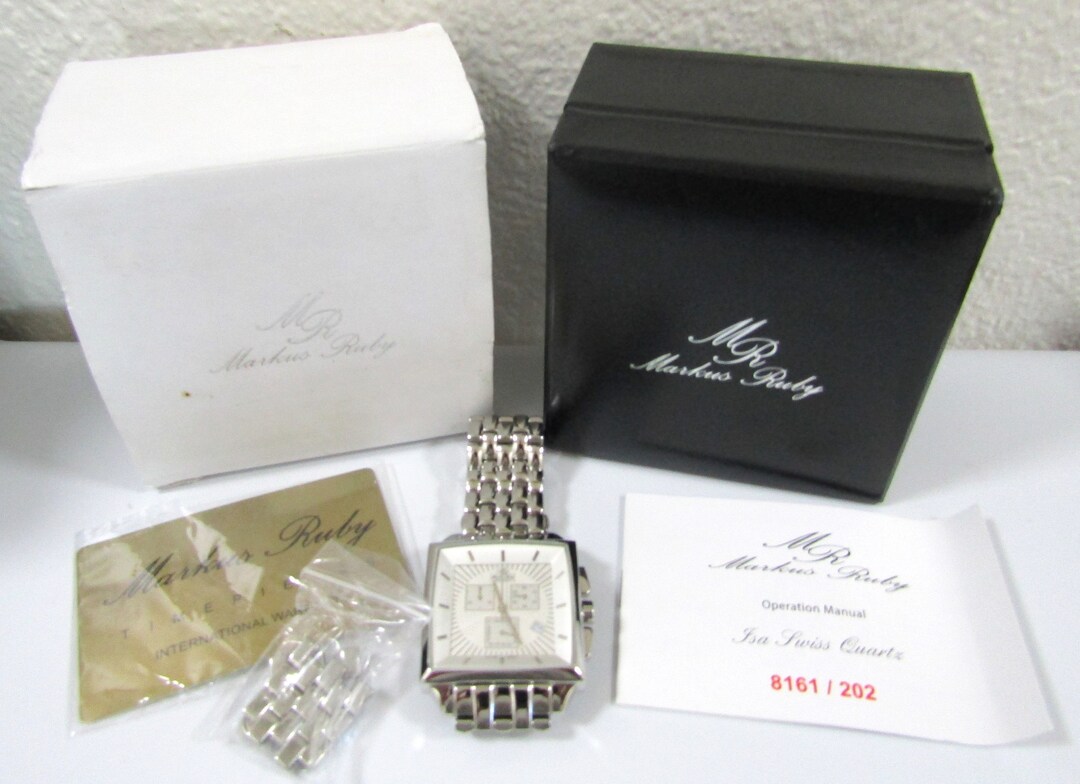 Men's New Markus Ruby Grand Prix Stainless Steel Chronograph Watch Case ...