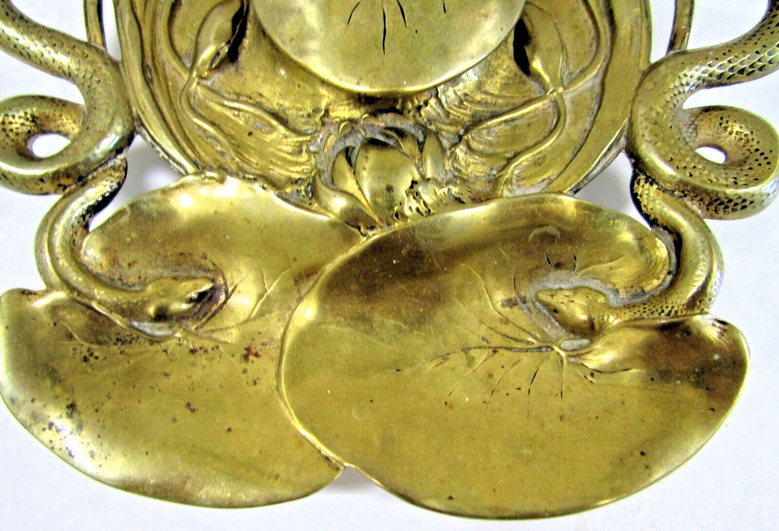 Antique Art Nouveau Bronze Inkwell Signed Geschutzt Woman, Snakes and ...