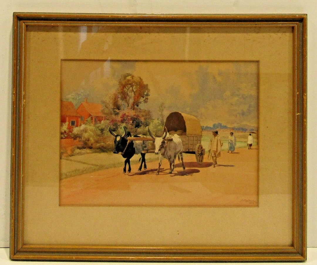 Original Émile Ralambo Madagascar 1939 Framed Painting Gouache on Paper ...
