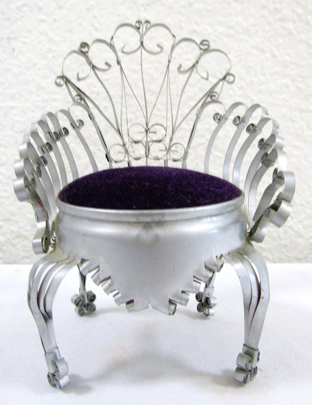 Antique Tin Can Tramp Art Miniature Furniture Silver and Purple ...