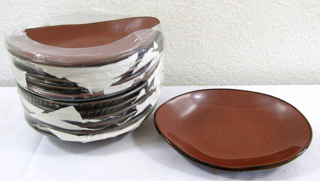 Set of 12 Tuxton China GAR-650 Artisan Ellipse Plates Color Red Rock ...