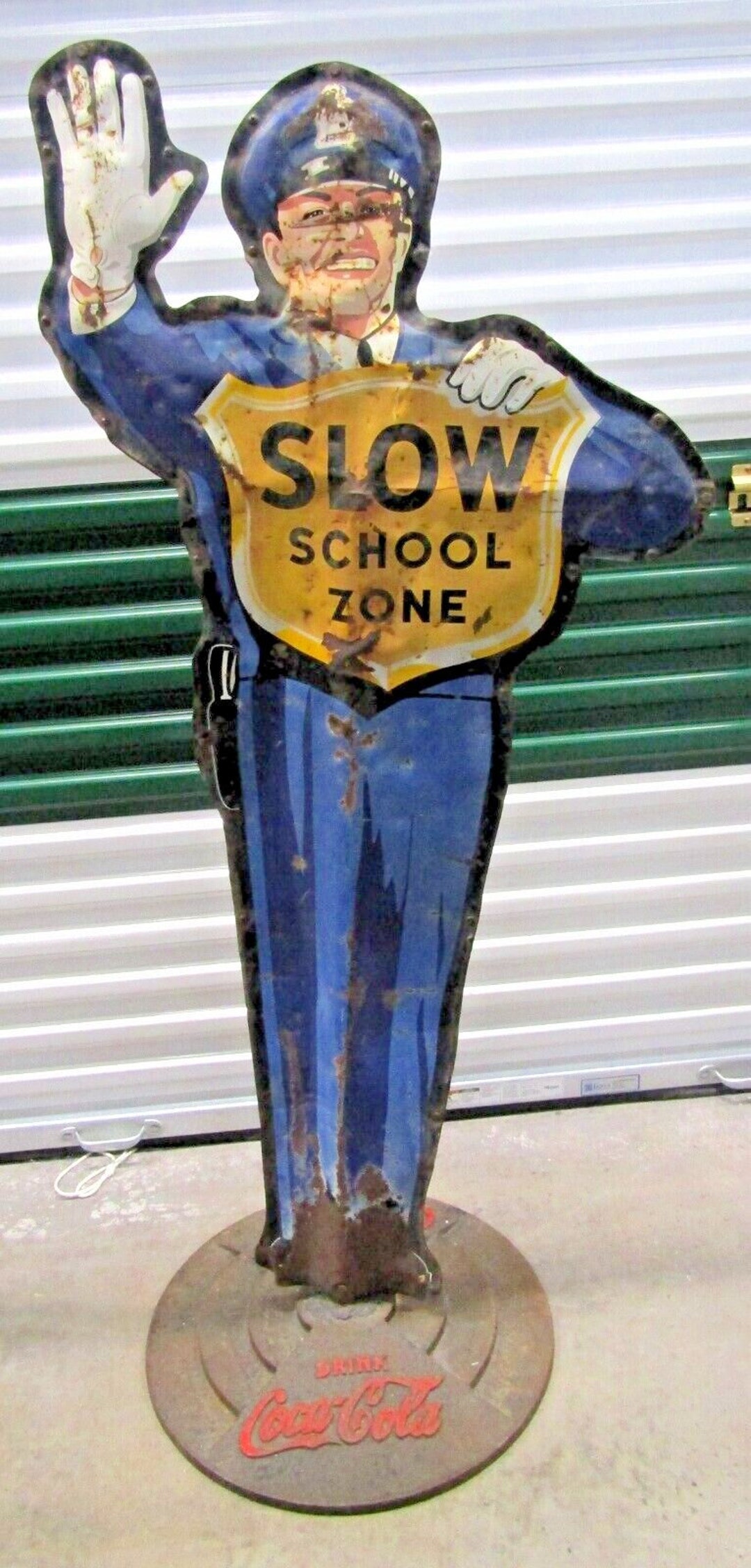 Antique 1950s Coca-cola Police Crossing Guard Advertising Sign - Etsy