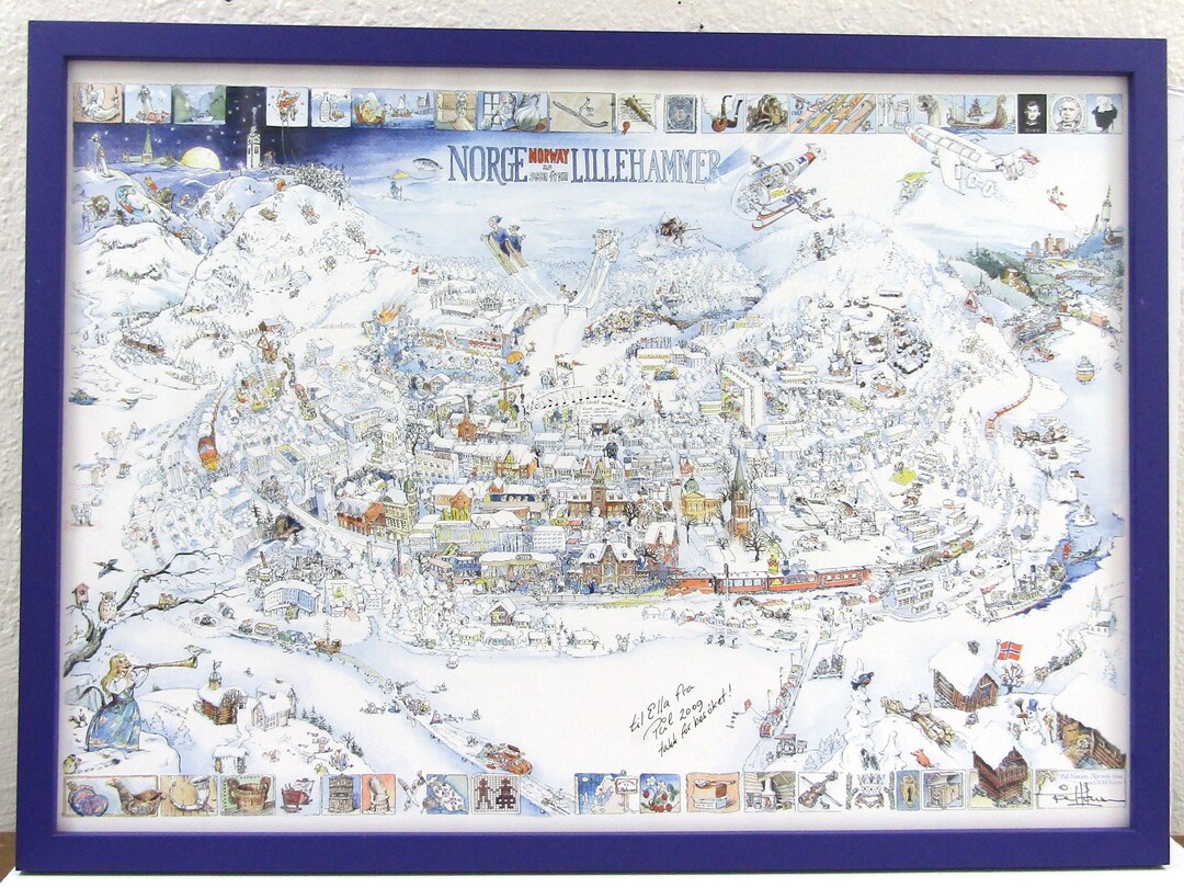 1994 Norge Lillehammer Pal Hansen Signed Personalized Framed Art Poster ...