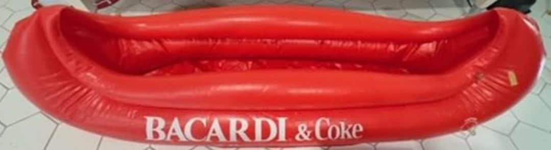 Bacardi Rum & Coca-cola 1984 Promotional 7 Foot Inflatable Canoe Cooler ...