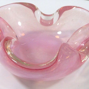 Vintage Murano Pink and Clear Glass Ruffled Bowl - Etsy