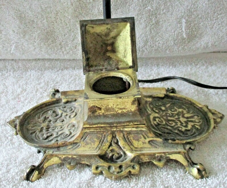 Vintage Japan Brass Inkwell Desk Lamp With Black Shade - Etsy