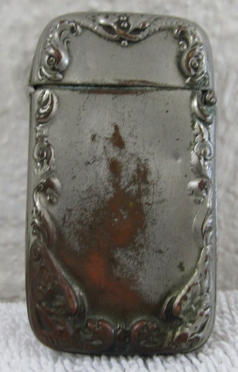 Antique Art Nouveau Match Safe Case Vesta Box Repousse Figures - Etsy