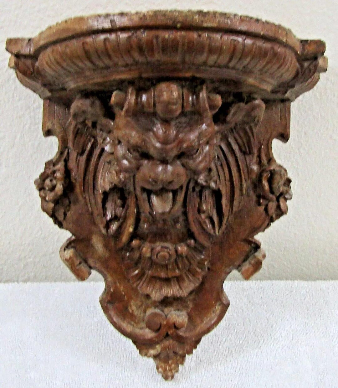 Carved Stone Brown Gargoyle Satyr Wall Shelf Corbel 14.5" Tall - Etsy