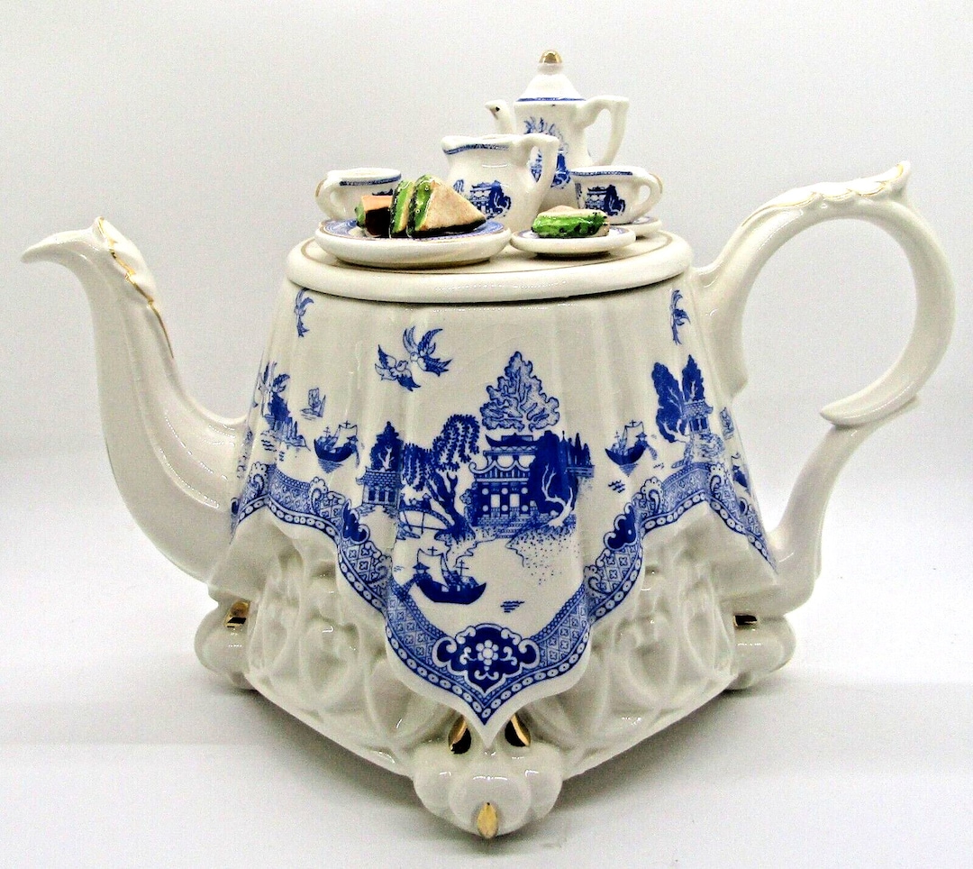 Paul Cardew Blue Willow Tea Table Teapot Rare Limited Edition Numbered ...