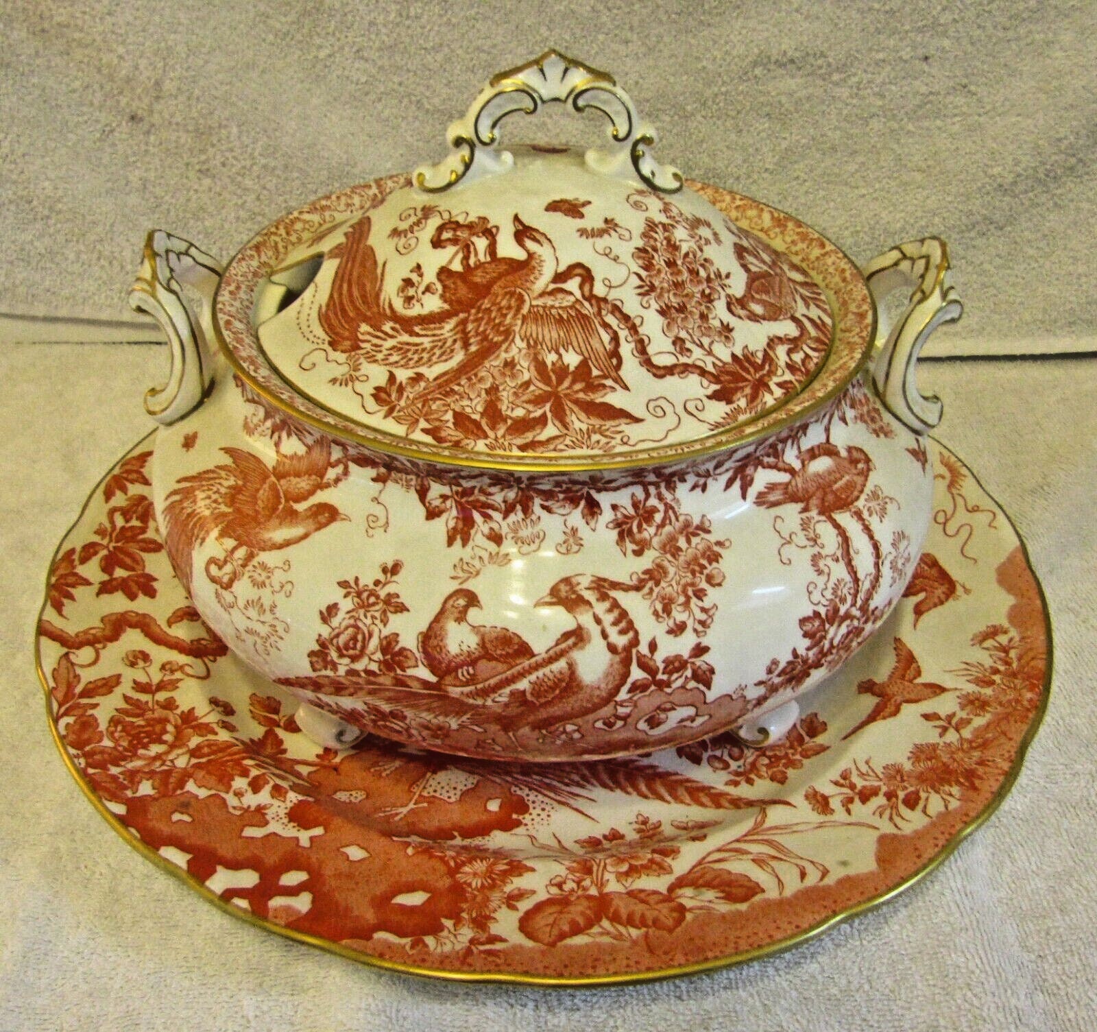 Antique 1937 Royal Crown Derby Red Aves Soup Tureen and 14 - Etsy