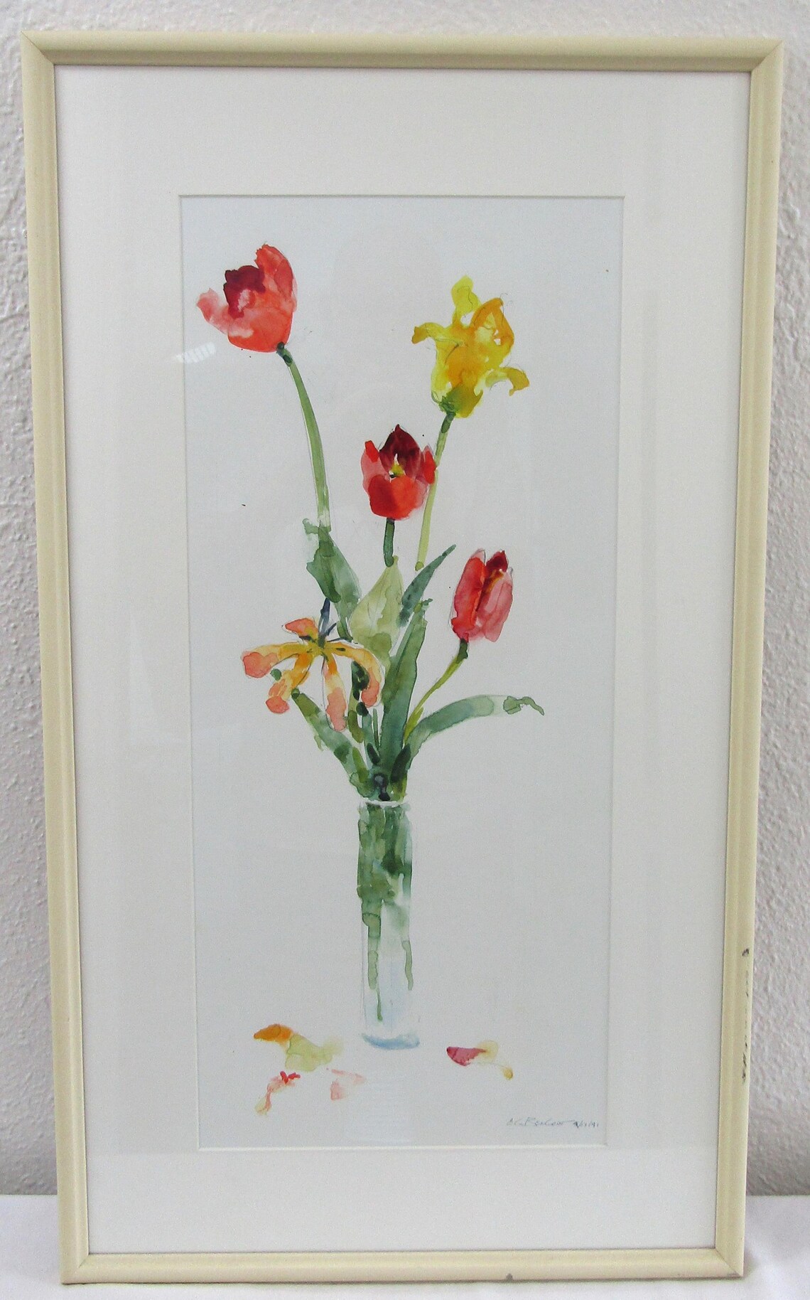 Vintage Original E. G. Bengert Watercolor Painting of Tulips in a Vase ...