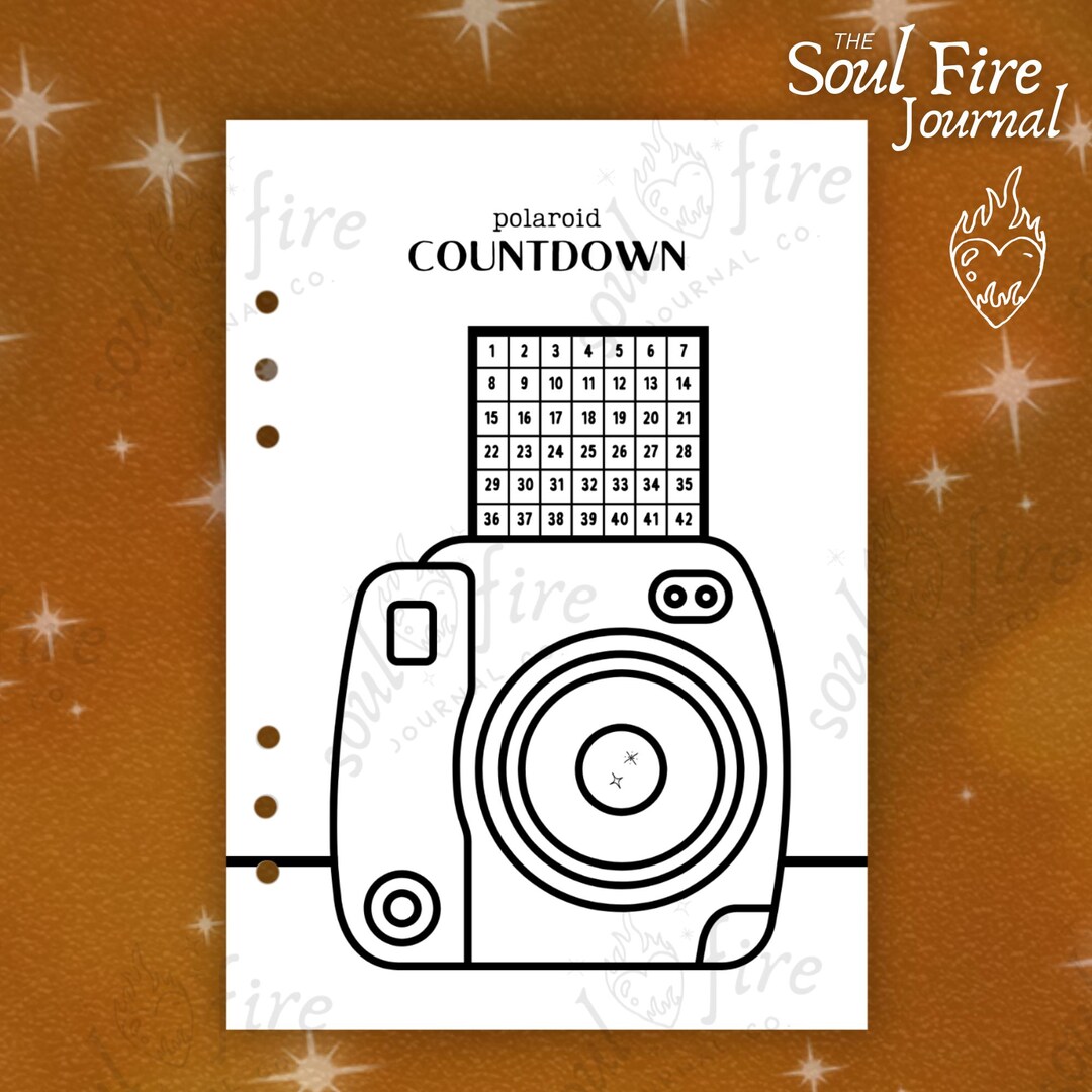 Polaroid Countdown Tracker | Custom Journal Page | Travel Journal Page ...