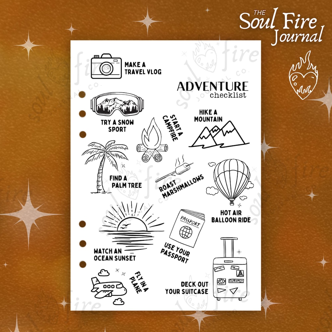 Adventure Bucket List Journal Spread | Custom Journal Spread | Travel ...