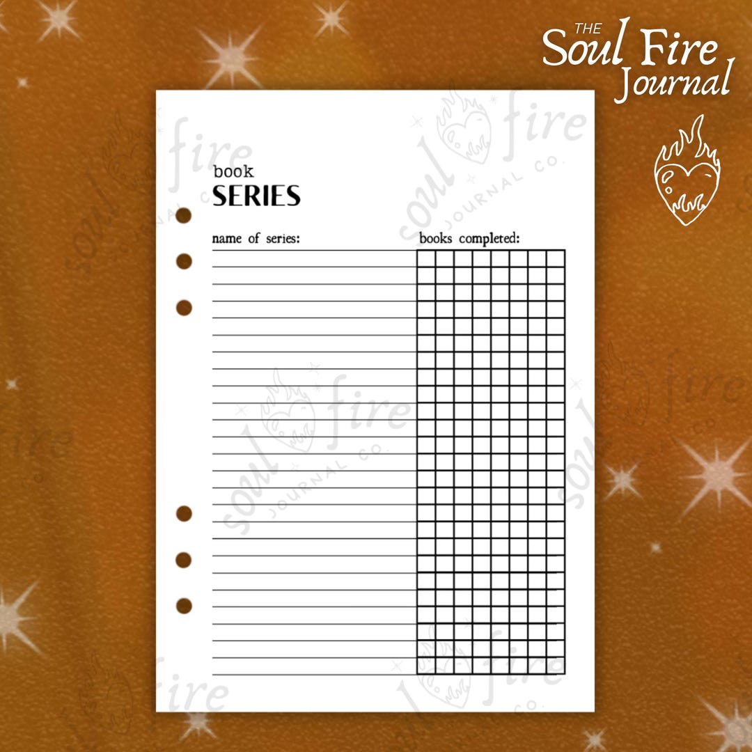 Book Series Tracker | Custom Book Journal Page | Reading Journal Spread ...