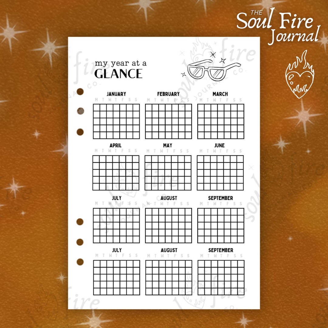 My Year at A Glance Tracker | Custom Self Care Journal Page | Travel ...