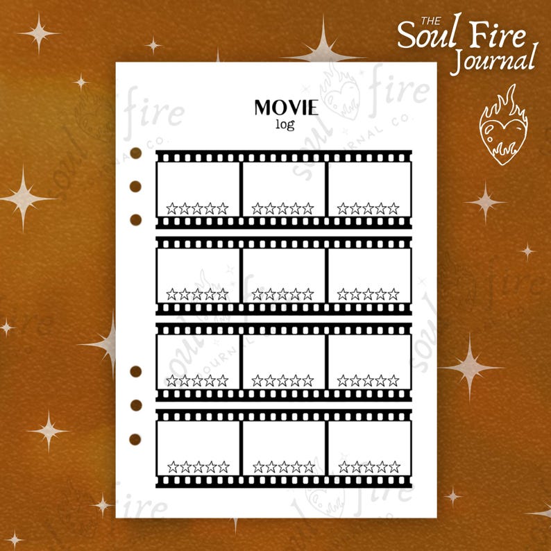 Movie Review Log | Custom Journal Page | Selfcare Journal Page ...