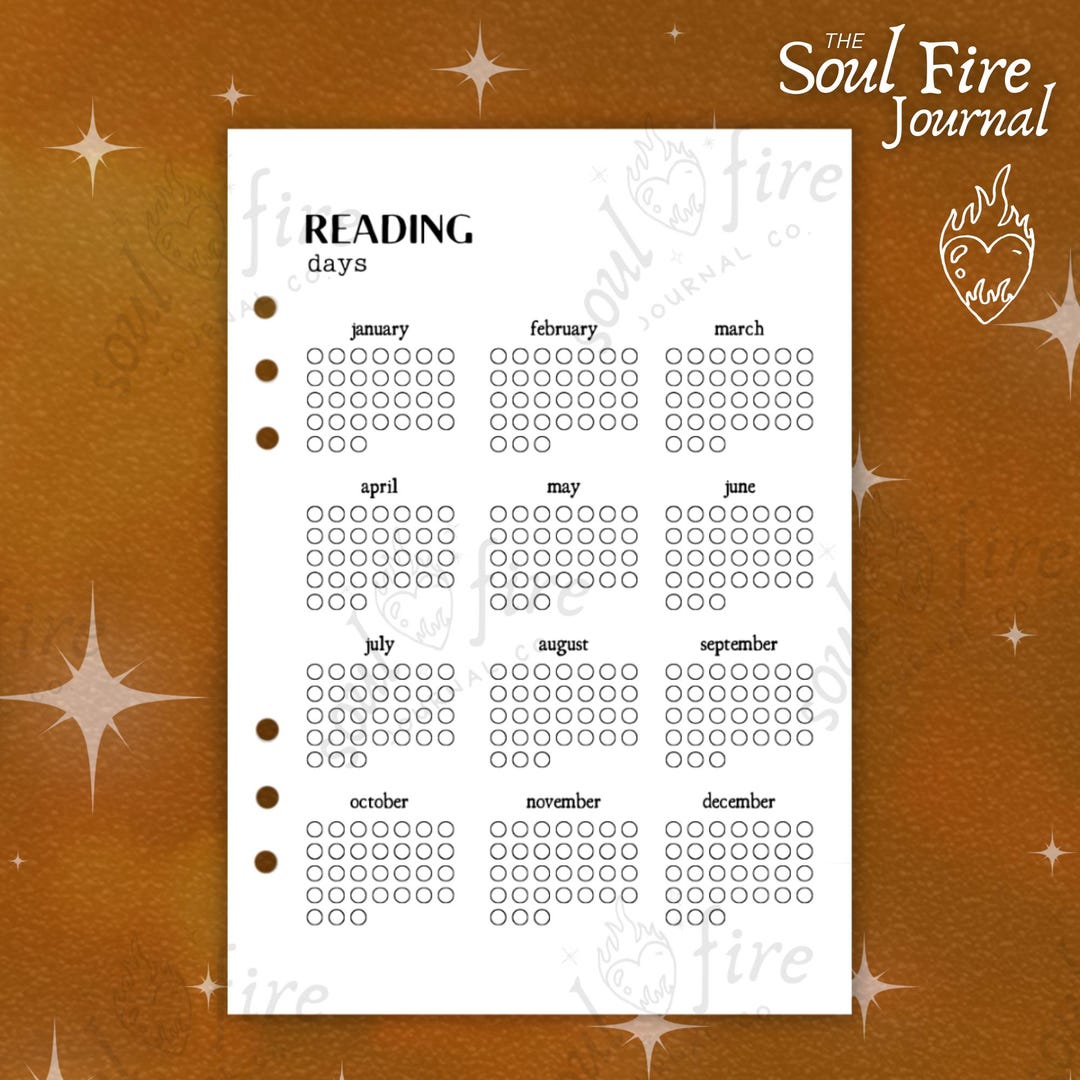 Reading Days Yearly Tracker Custom Book Journal Page Reading Journal ...