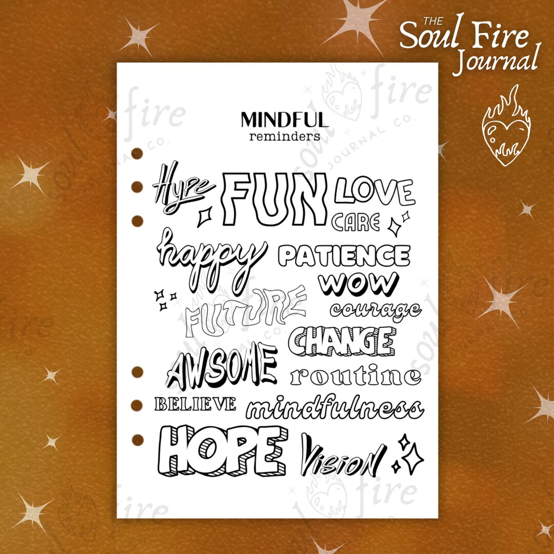 Mindful Reminders Journal Page | Thick Journal Page | Selfcare Journal ...