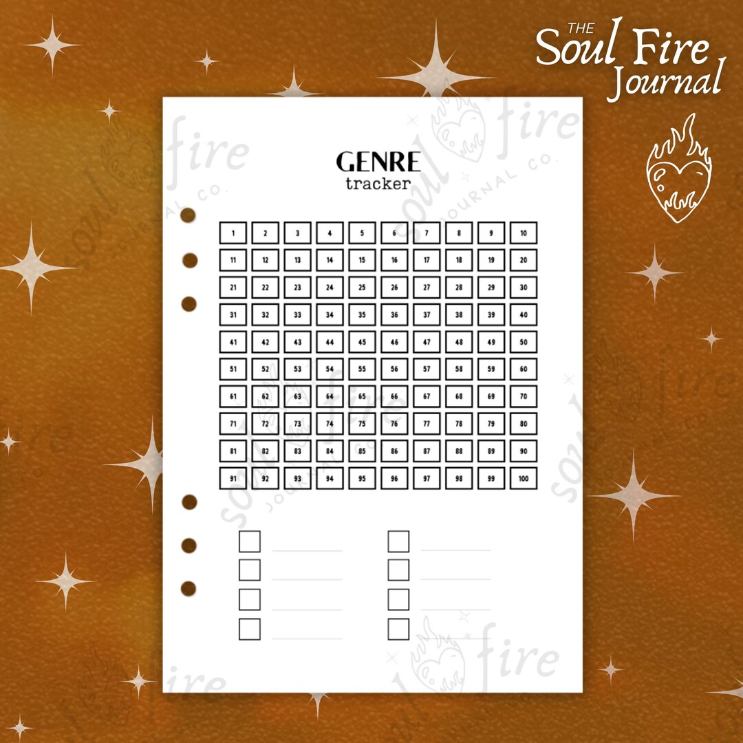 Reading Genre Tracker | Custom Book Journal Page | Reading Journal ...