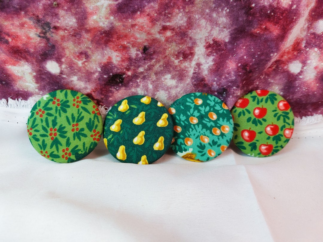 Vintage Fruit Orchard Fabric Pinback Buttons- Different Fruits ...