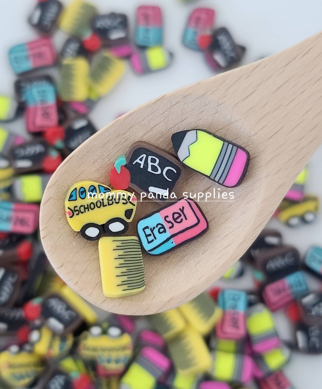 Mix School Student Teacher School Bus Alphabet Polymer Clay Slices ...