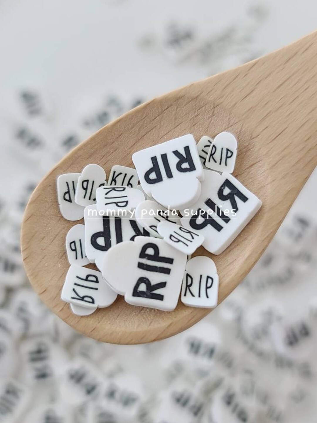 White RIP Graveyard Tombstone Ghost Halloween Polymer Clay Fimo Slices ...