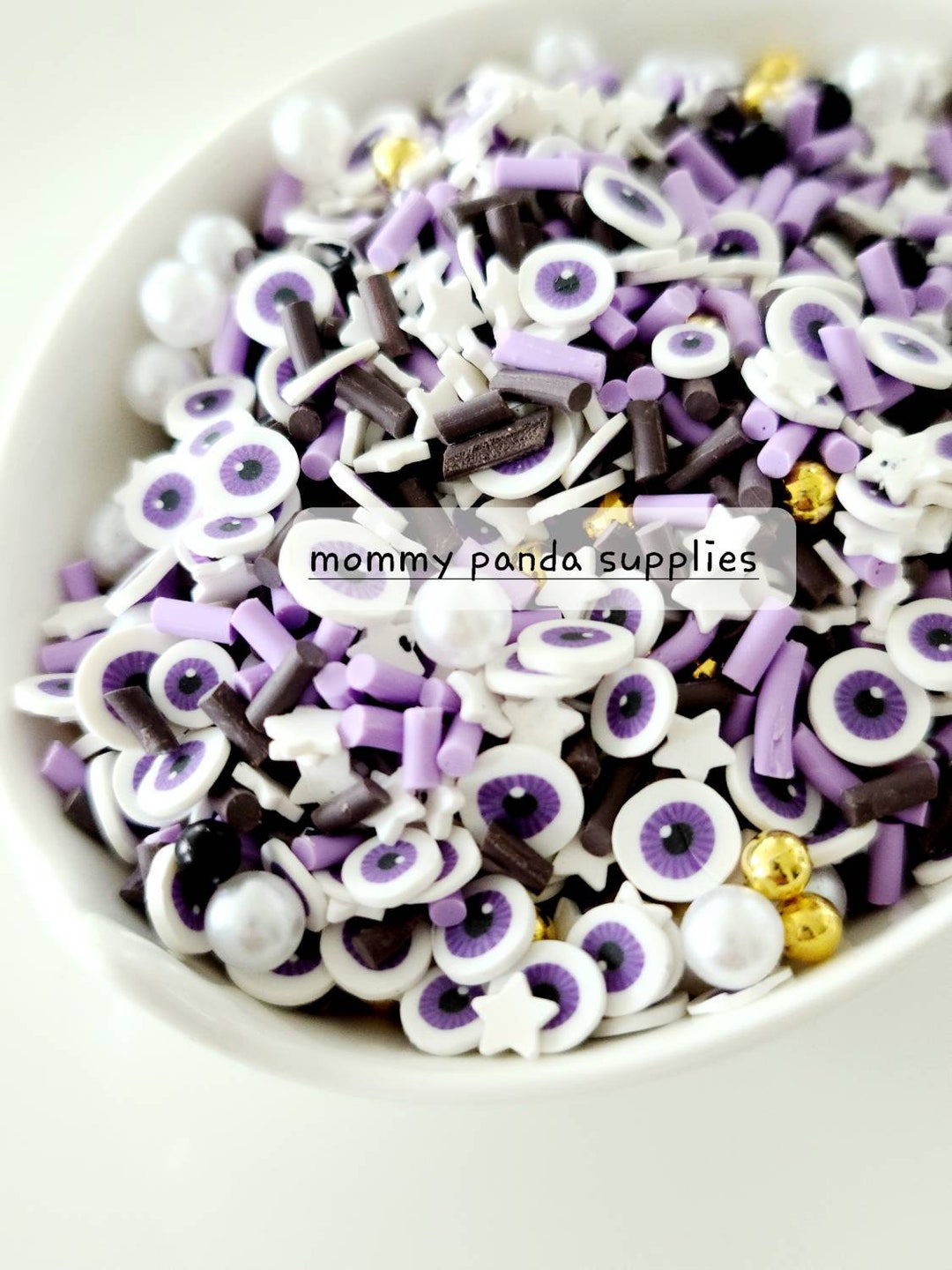 Purple Eyes Star Sprinkle Ball Pearls Mix Spooky Evil Polymer Clay Fimo ...