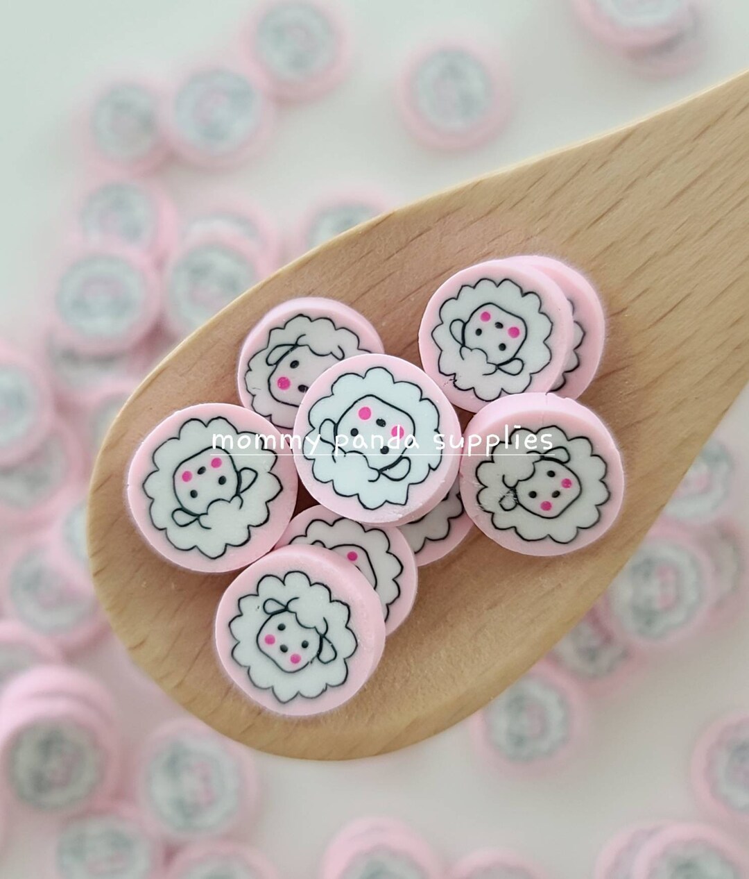 Cute Pink Lamb Sheep Animal Kawaii Polymer Clay Fimo Slices - Etsy
