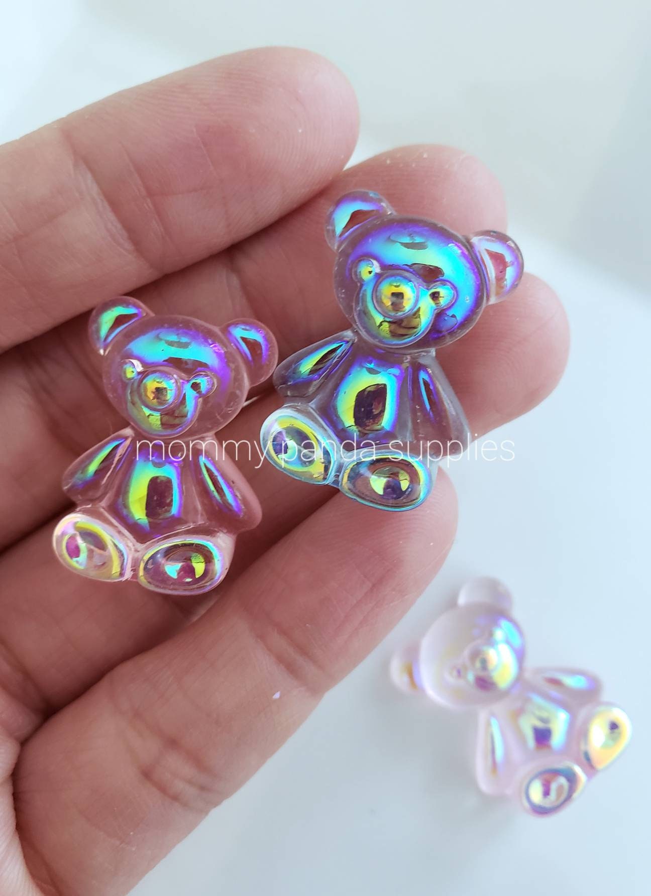 Teddy Bear Pink Blue Kawaii Translucent Iridescent Flatback - Etsy