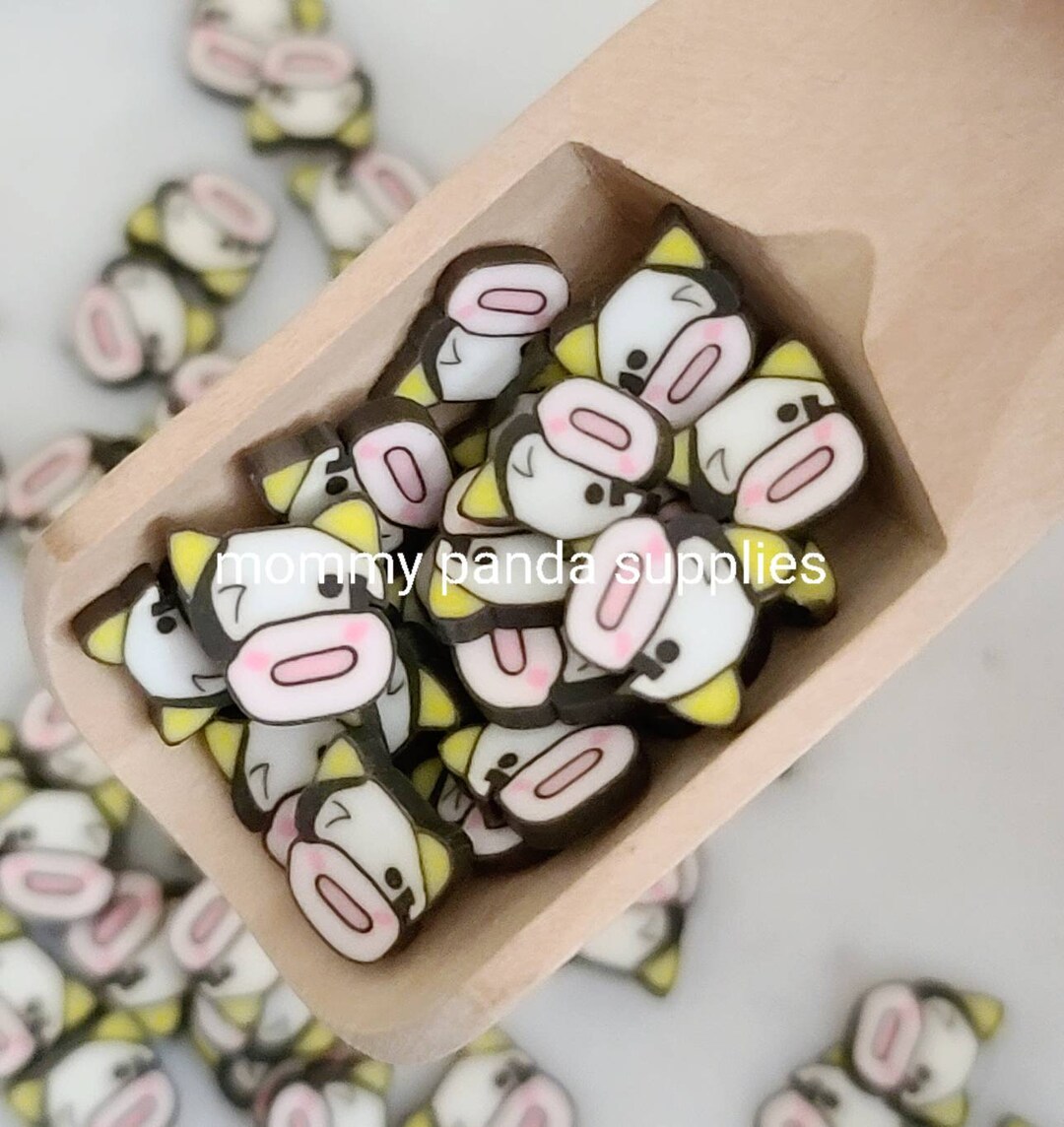 Larger Cute Cow Farm Animal Kawaii 3D Polymer Clay Fimo Slices Decoden ...