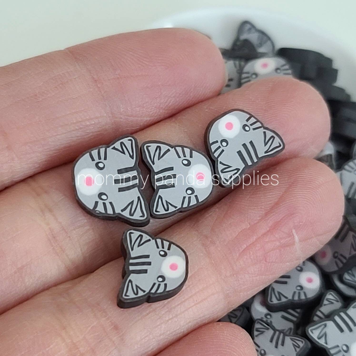 Cat Kitten Grey Gray Animal Kawaii Cute Polymer Clay Fimo - Etsy