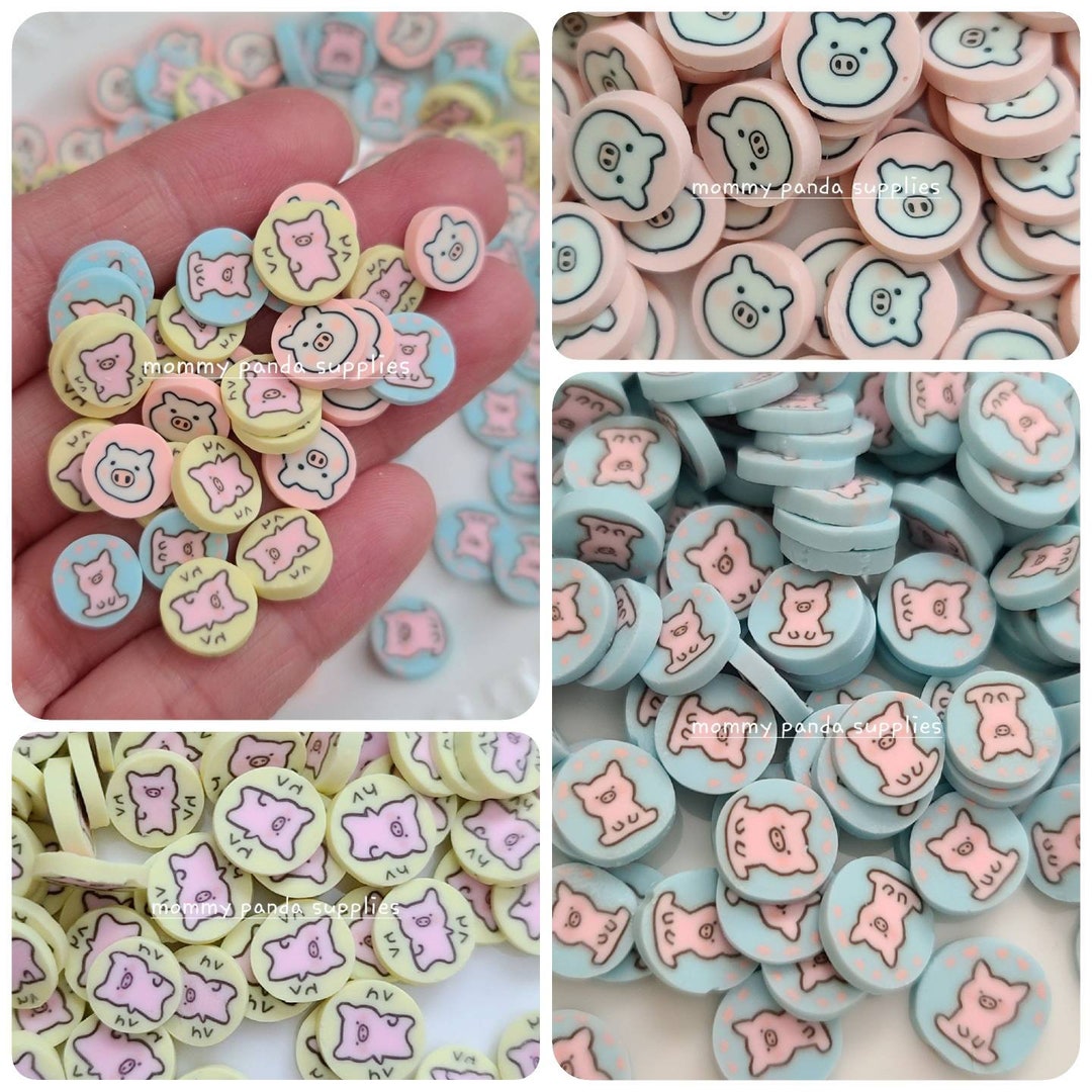 Kawaii Pig Animal Polymer Clay Fimo Slices Fake Slime - Etsy