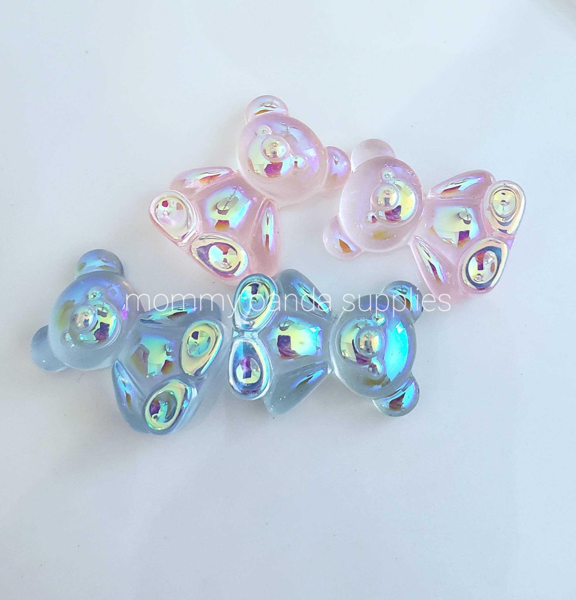 Teddy Bear Pink Blue Kawaii Translucent Iridescent Flatback - Etsy
