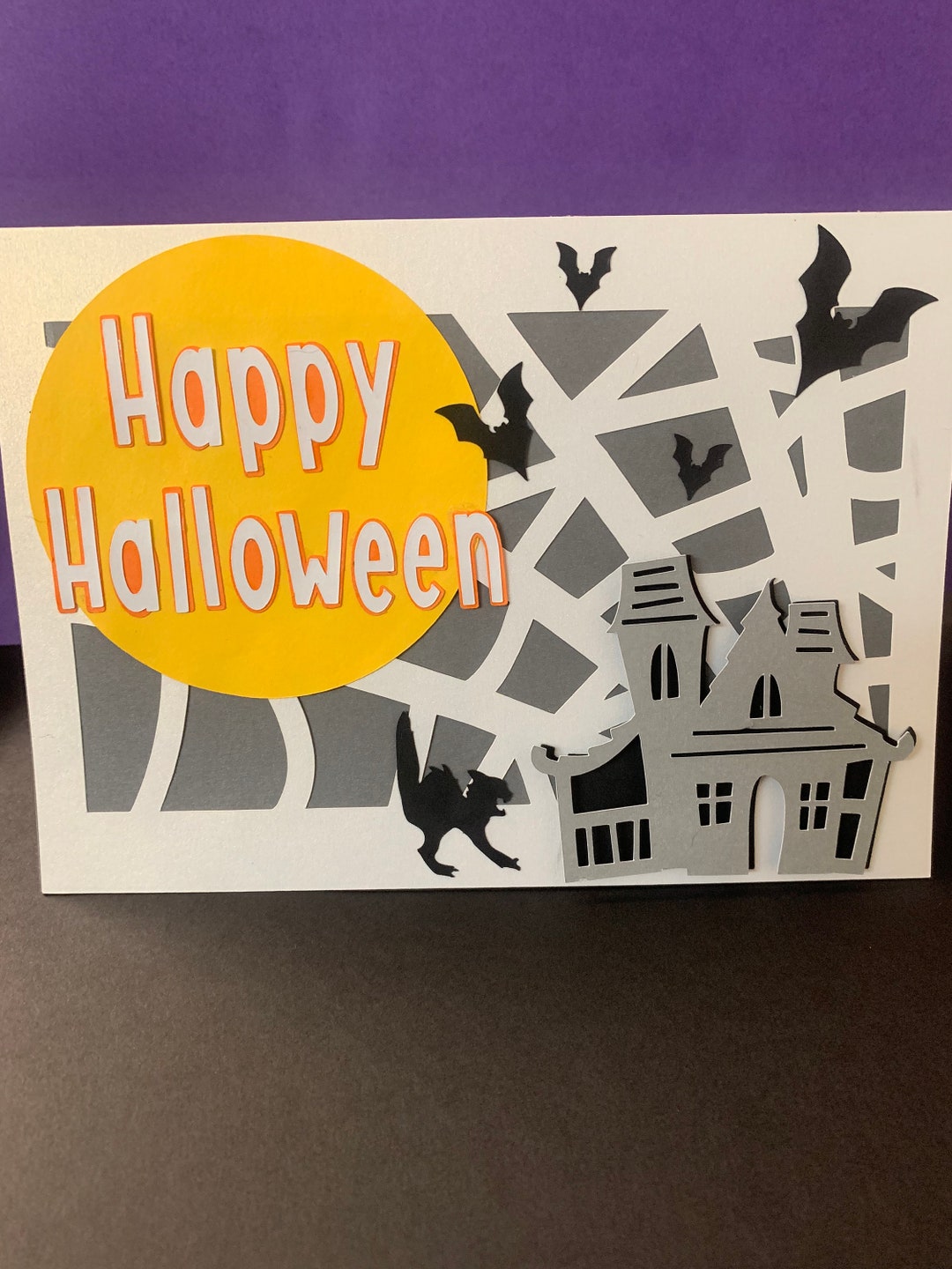 Haunted House Halloween Card - Etsy