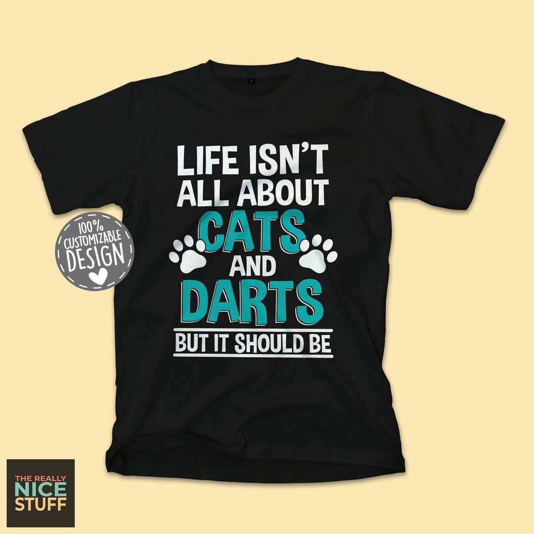 Funny Cats and Dart Lover T-shirt, Darts Enthusiast Tee, Cats and Darts ...