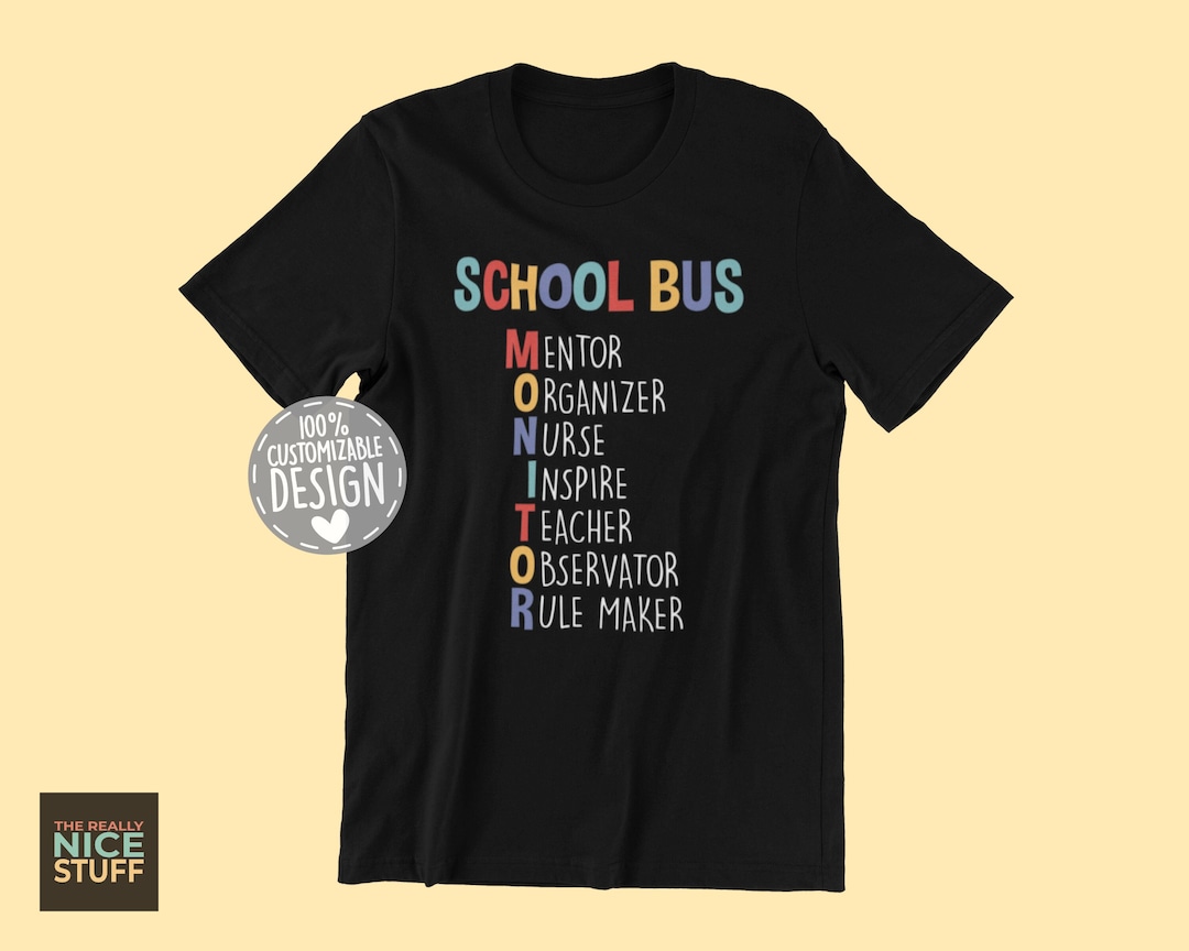 Proud School Bus Monitor T-shirt Bus Aid Attendant Gift, Bus Assistant ...