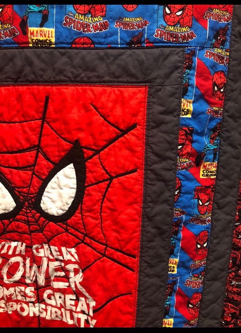 Spiderman Fabric Panel Marvel Comics Avengers Quilt | Etsy