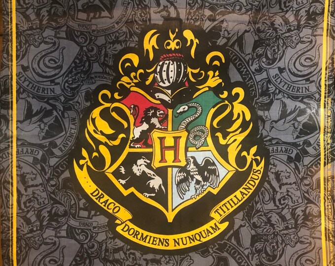 Rare Harry Potter Quilt Panel Hogwarts School Crest of Witchcraft ...