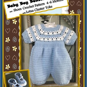 Baby Boy Bubble Romper With Lotus Cluster Yoke and Shoes Crochet Pattern 4-6 Months - Etsy