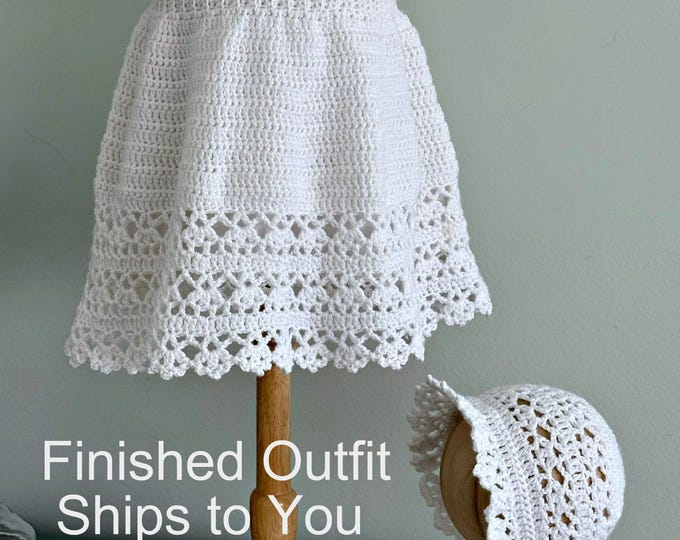 Baby Girl Crochet Blessing, Christening Outfit With Dress, Slip, Bonnet ...