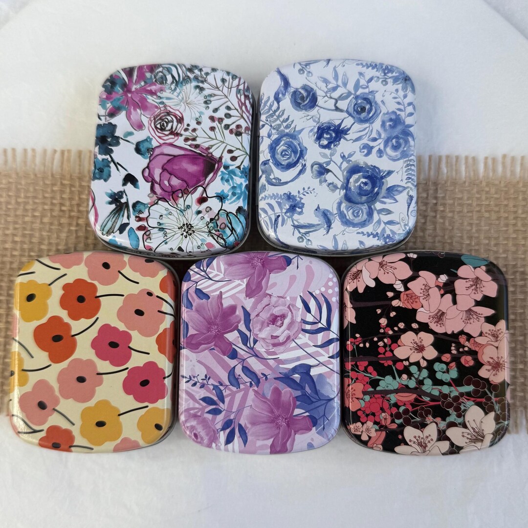6 Pack of Small Mixed Tin Designs ~ Crystal Gifting or Storing (l5.7xw4 ...