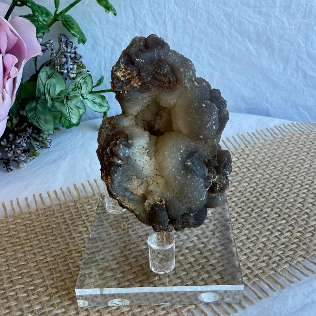NEW Agate Geode Botryoidal Specimen B L6.3xw4.3cm 75g Morrocco Stand ...