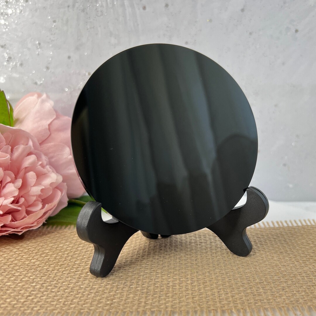 Restocked Black Obsidian Scrying/divination Plate + Stand ~ 9x9x1cm ...