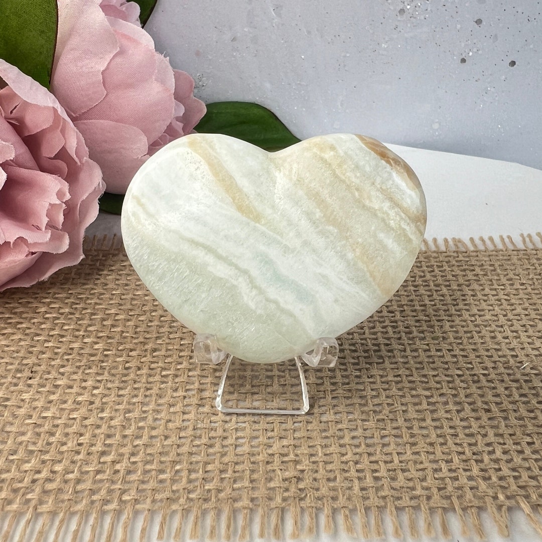 Final Mark Down Ocean Gem Energy Caribbean Calcite Heart 2 6.3x5.4cm ...