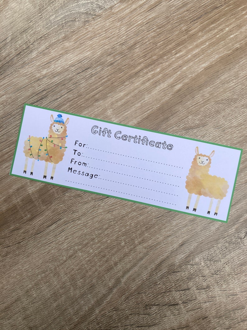 Printable Gift Certificate Templates / Animal Gift Tokens / Digital ...