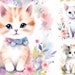20 Cat Clipart Commercial Use, Cute Kitten Cats Clipart, Botanical ...