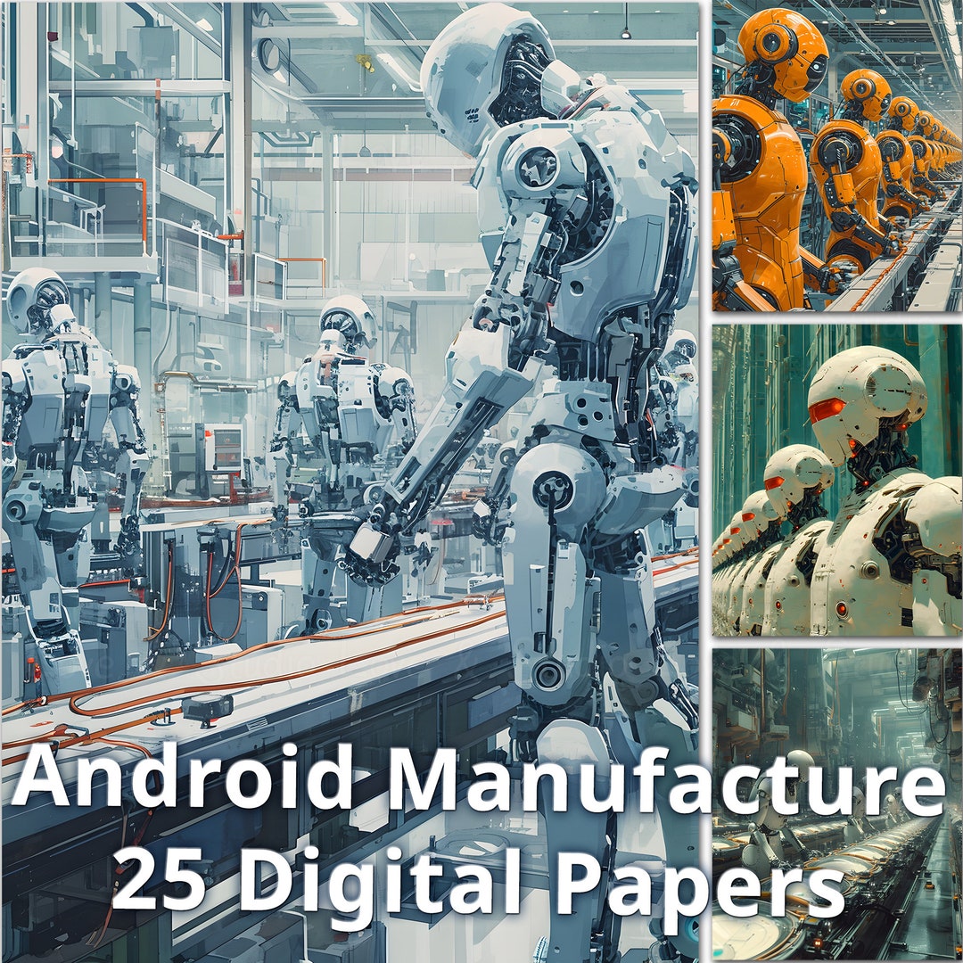 25 Android Manufacturing Plant Digital Paper, Printable Sci-fi ...