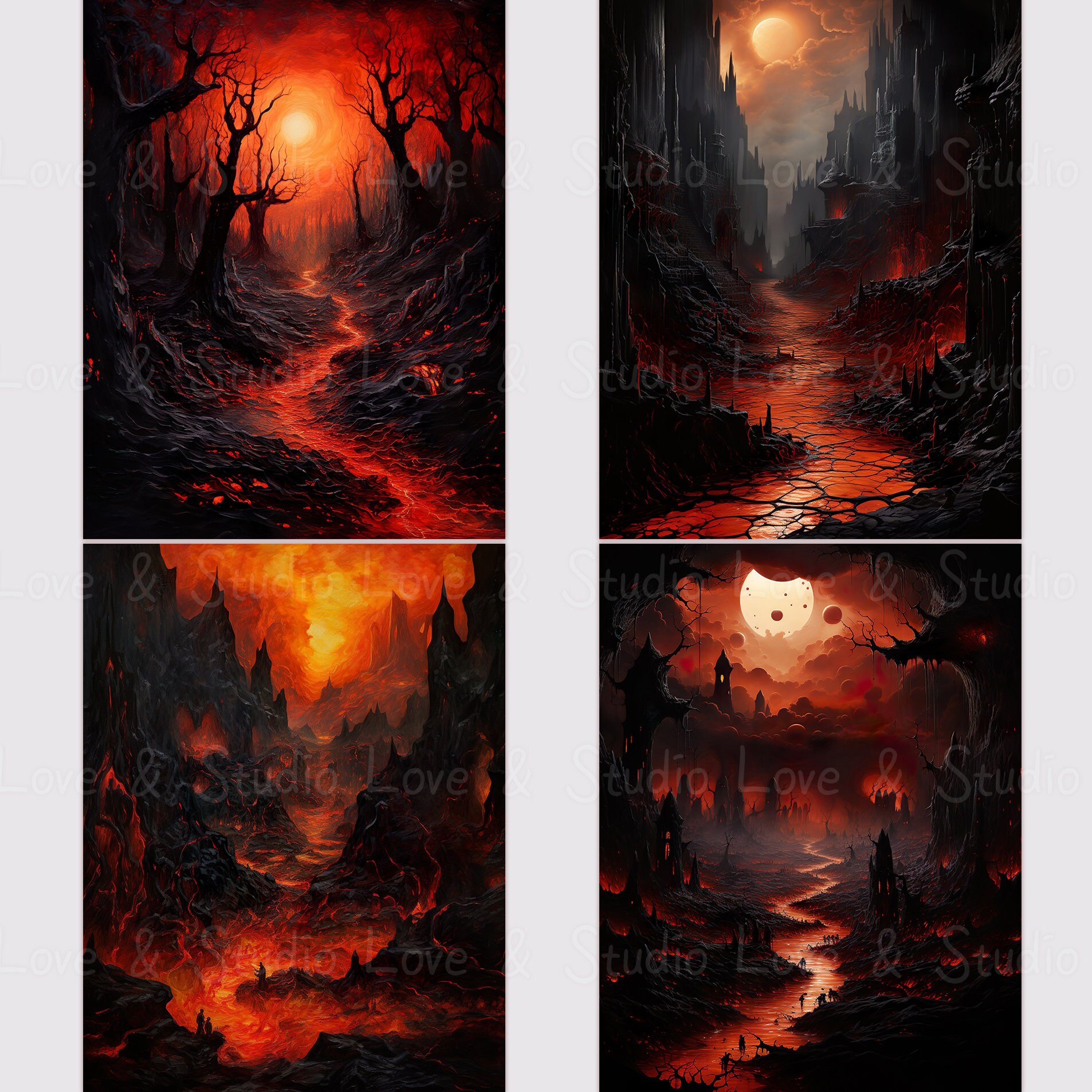 25 Underworld Realm Digital Paper. Watercolor Horror Printable ...